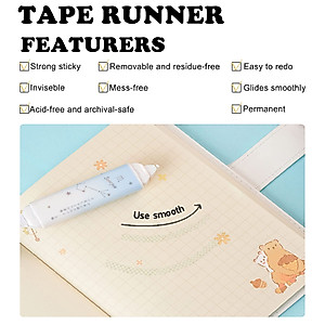 BITOSEE 2 in 1 Whiteout Correction Tape and Double Sided Tape Roller, Cute Quick Dry Japan Whiteout Tape, with Permanent Adhesive Tape Runner,for School Office Instant Correction & Scrapbook Supplies