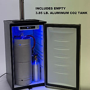 BHTOP Kegerator, Draft Beer Dispenser, Stainless Steel Beverage Cooler，Mounted CO2 Cylinder, Temperature Control, Drip Tray & Rail | Fits 1/6 Kegs