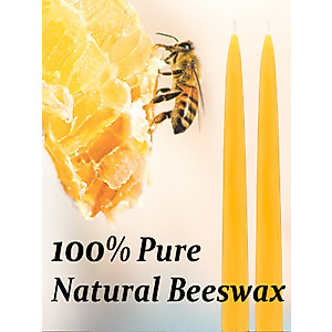 6 Packs Natural Beeswax Taper Candles- 10 inch Beeswax Candles, Smokeless and Dripless Beeswax Candles- 10 Hour Burn Time Beeswax Candlesticks- for Christmas Home Decor Air Purification Spa Relaxation