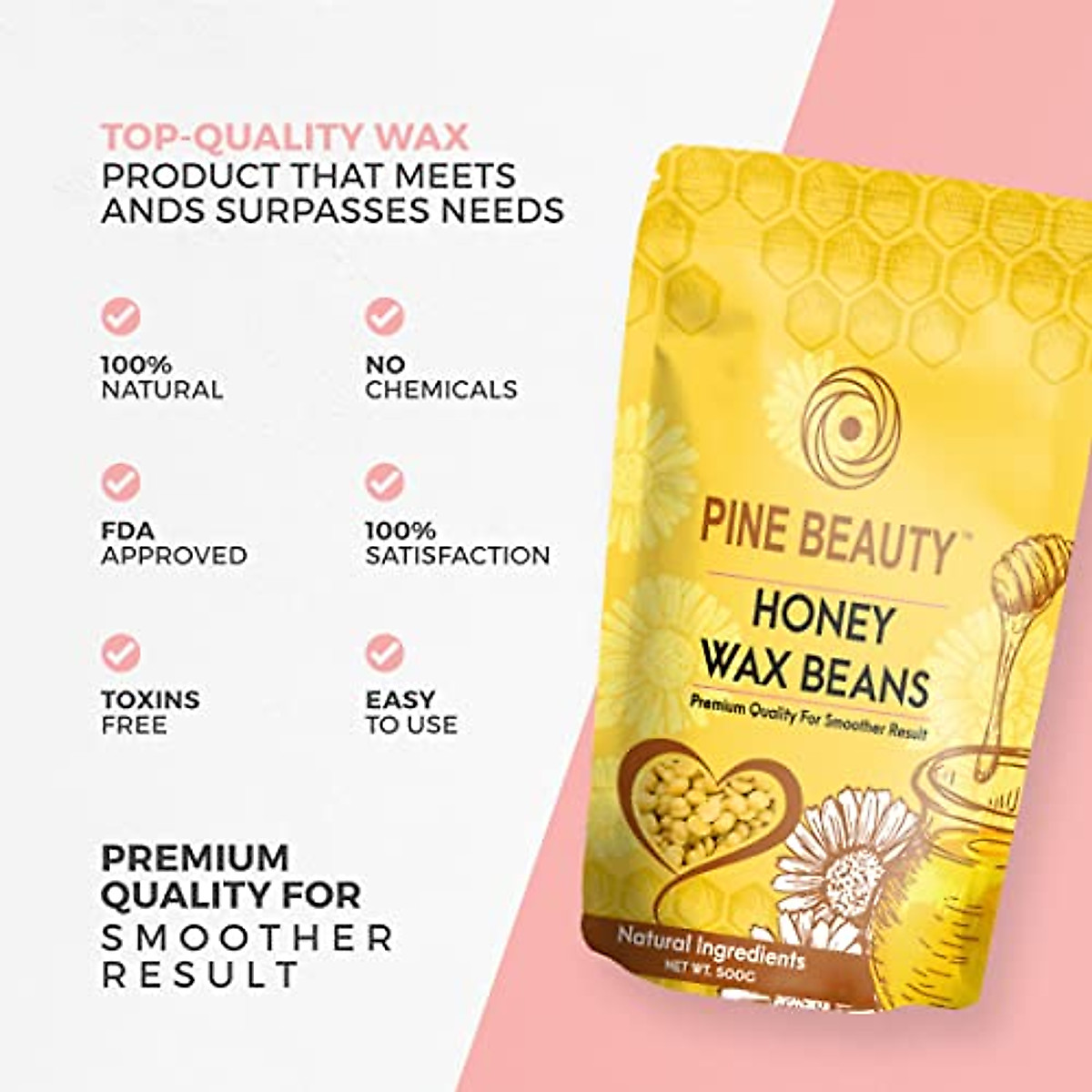 1.2 Lbs Wax Beads PB Hard Wax Beans Complete Kit for Painless Hair Removal With 10 Extra Waxing Spatula Applicator for Bikini Area, Face, Legs, Eyebrow, Body Pearl Wax Warmer and Brazilian Wax (HONEY)