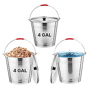Skywin Metal Can with Lid - Durable 4 Gallon Metal Bucket With Lid for Heavy Loads - Environment-friendly Metal Trash Can With Lid Outdoor, Safe Alternative to Plastic (3)