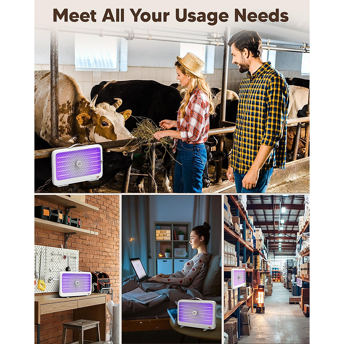 Bug Zapper Indoor and Outdoor - 10 Years Lifespan LED Mosquito Zapper, 4000V Rechargeable Fly Zapper for Patio Home Camping Balcony