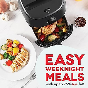 DASH Tasti-Crisp™ Electric Air Fryer Oven Cooker with Temperature Control, Non-Stick Fry Basket, Recipe Guide + Auto Shut Off Feature, 1000-Watt, 2.6Qt, Black