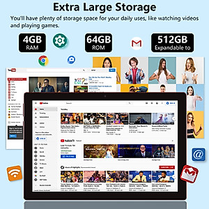 HOTTABLET Tablets Android 11 Tablet 4GB RAM 64 ROM 10 inch Tablet PC, IPS Touch Screen, Dual Camera, WiFi Computer Tablet, 6000mAh Tablet, Red