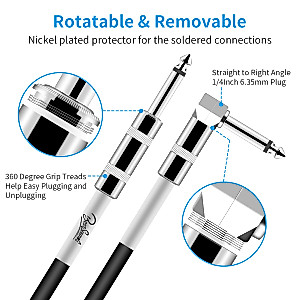 BestSounds Electric Guitar Cable 10ft, Instrument Cable Cord for Bass Guitar Amp Bass Amplifier Audio Keyboard 1/4" Cable