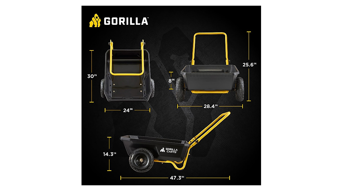Gorilla Carts 4GCG-NF Dump Cart with No-Flat Tires | Easy Garden Hauling