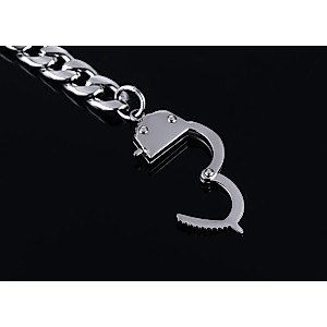 HOUSWEETY 1pc Stainless Steel Figaro Chain Handcuff Bracelet
