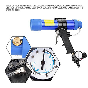 Yuecoom Seam Sealer Gun, Pneumatic Glass Glue Sealant Caulking Gun, Adjustable Silicone Gun 310ML with Spray Adhesive Blown Film Extended Nozzle Cartridge Air Gun