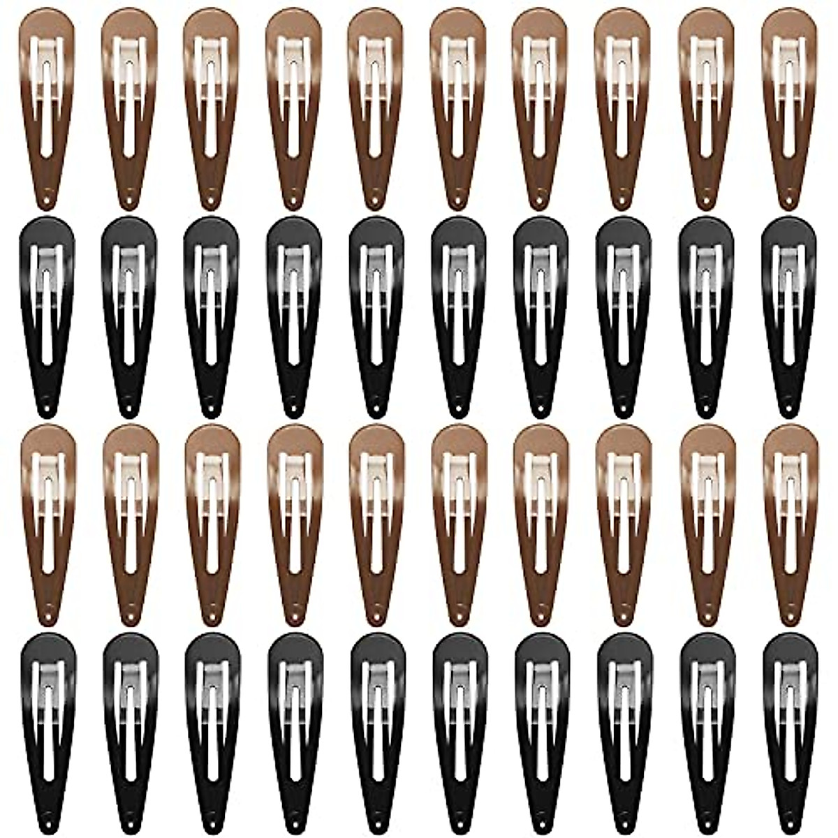 Women Hair Clips, Funtopia 40 Pcs 7cm / 2.8 Inch Long No Slip Metal Hair Clips Large Snap Hair Clips Barrettes Hairpins for Thick Hair (Brown, Black)