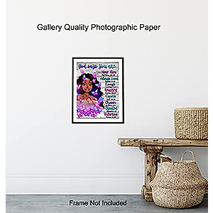 Black Girl Wall Art & Decor - African American Women Woman Teen Picture Poster Print - Cute Positive Affirmations - Inspirational Motivational Religious Gifts- Bedroom Living Room Home Office Bathroom