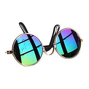 Funny Cat Sunglasses Dog Glasses Metal Retro Circular Glasses Puppy Pet Eyewear for Cosplay Costume Photos Props