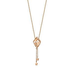 CHOW SANG SANG 18K Rose Gold (GH color, SI Clarity, Round Brilliant) Diamond Starry Kite Necklace for Women 93131N | 18.5", (47 CM)