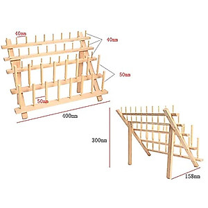 Enkarl Embroidery Thread Holder, Sewing Wooden Thread Rack Organizer, 46 Spool with Hanging Hooks for Quilting Hair-braiding