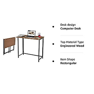 Naspaluro Folding Desk, Folding Computer Desk, No Assembly Home Office Simple Laptop Desk Study Writing Table Foldable Gaming Workstation for Small Space Offices Living Room Bedroom