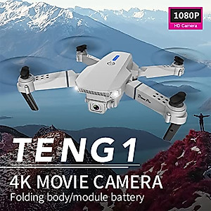 Drone with 1080P Dual HD Camera, 2022 Upgradded RC Quadcopter FPV Camera Foldable Drone Toys Gift for Adults and Kids, One Key Start Speed Adjustment, 360° Altitude Hold Mode, Camera/Video (White)