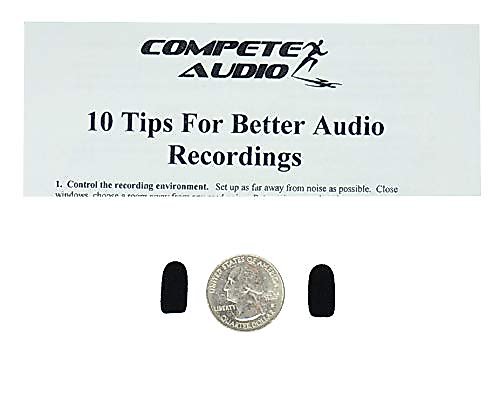 Compete Audio CM212 Mini Lavalier (tiny!) Black Foam Microphone Windscreens (Microphone Covers) 2-Pack Compatible with Countryman E6 and other Headset/Lapel Mics