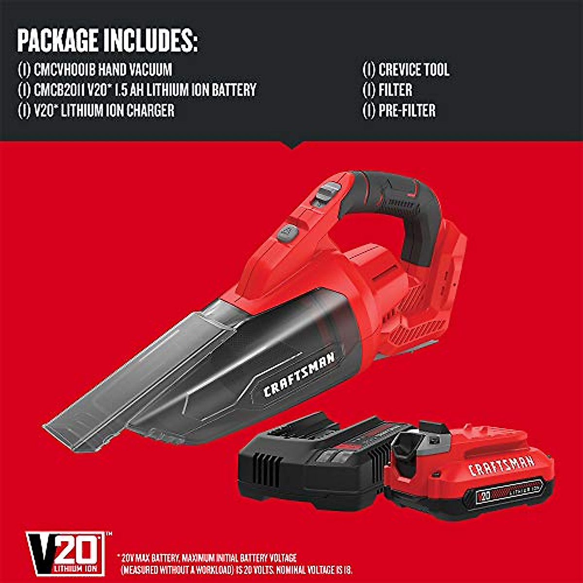 Craftsman CMCVH001C1 V20* Cordless Handheld Vacuum Kit