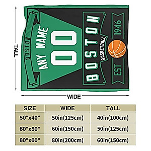 Custom Throw Blankets for Bed Personalized Basketball City Fans Gift Winter Summer Fleece Blanket Name and Number, 30"x40", 50"x60"