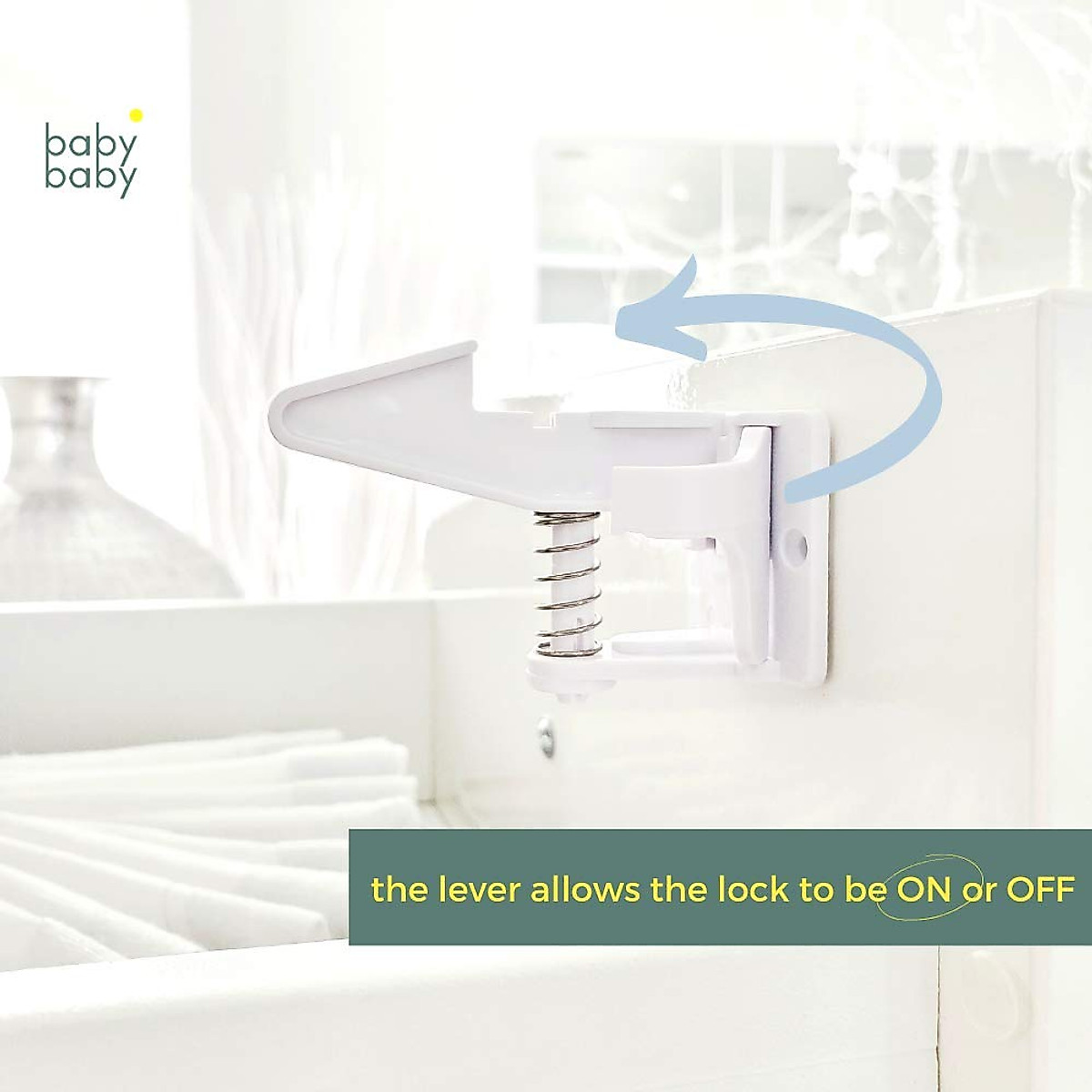 Baby Proofing Cabinet Locks (12 Pack) Includes Drawer Latch + 6 Wall Plug Covers - Adhesive Easy Installation Cabinet Locks For Babies (White)