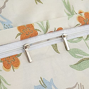 Floral Duvet Covers Queen, 100% Cotton Chic Floral Bedding Sets Queen 3 Pieces Green Red Flower Leaves Queen Duvet Cover Floral, 1 Duvet Cover and 2 Pillowcases with Zipper Closure (Flower, Queen)