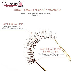 Dorisue Natural false Lashes Brown Eyelashes 3D Light Color Look Real False Eyelashes Short Handmade lashes wispies Natural False Eyelashes Eye Makeup Fake Eyelashes 4 Pairs eyelashes pack