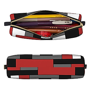 IMPCOKRU Small Pencil Bag Study Pencil Bag Key Pouch,Red Black and Gray Plaid,Stationery Storage Pencil Case for School Office Travel