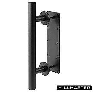 HILLMASTER 12" Heavy Duty Sliding Barn Door Pull Handle Set, Rustic Pull and Flush Barn Door Pull Handle with Two-Side Design, Round Black Finish Door Hardware for Gate Garage Shed