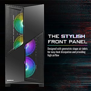 Raidmax ATX Desktop Computer Gaming PC Case Mid Tower PC Case with addressable RGB x3 ARGB Fans ATX PC Case USB 3.0 Tempered Glass PC Case Mesh Window Computer Case with 3 ARGB LED Black PC Case -X627