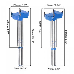 uxcell Tungsten Carbide Forstner Drill Bit Set 23mm 24mm, Woodworking Wood Hole Opener Hinge Hole Drilling Boring Bit Cutter