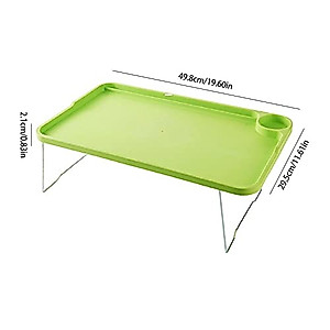 VEMMIO Breakfast Tray Folding Laptop Table Compact Bed Desk Breakfast Serving Bed Tray Standing Reading Table with Cup Holder Lightweight Picnic Table (Color : Green)