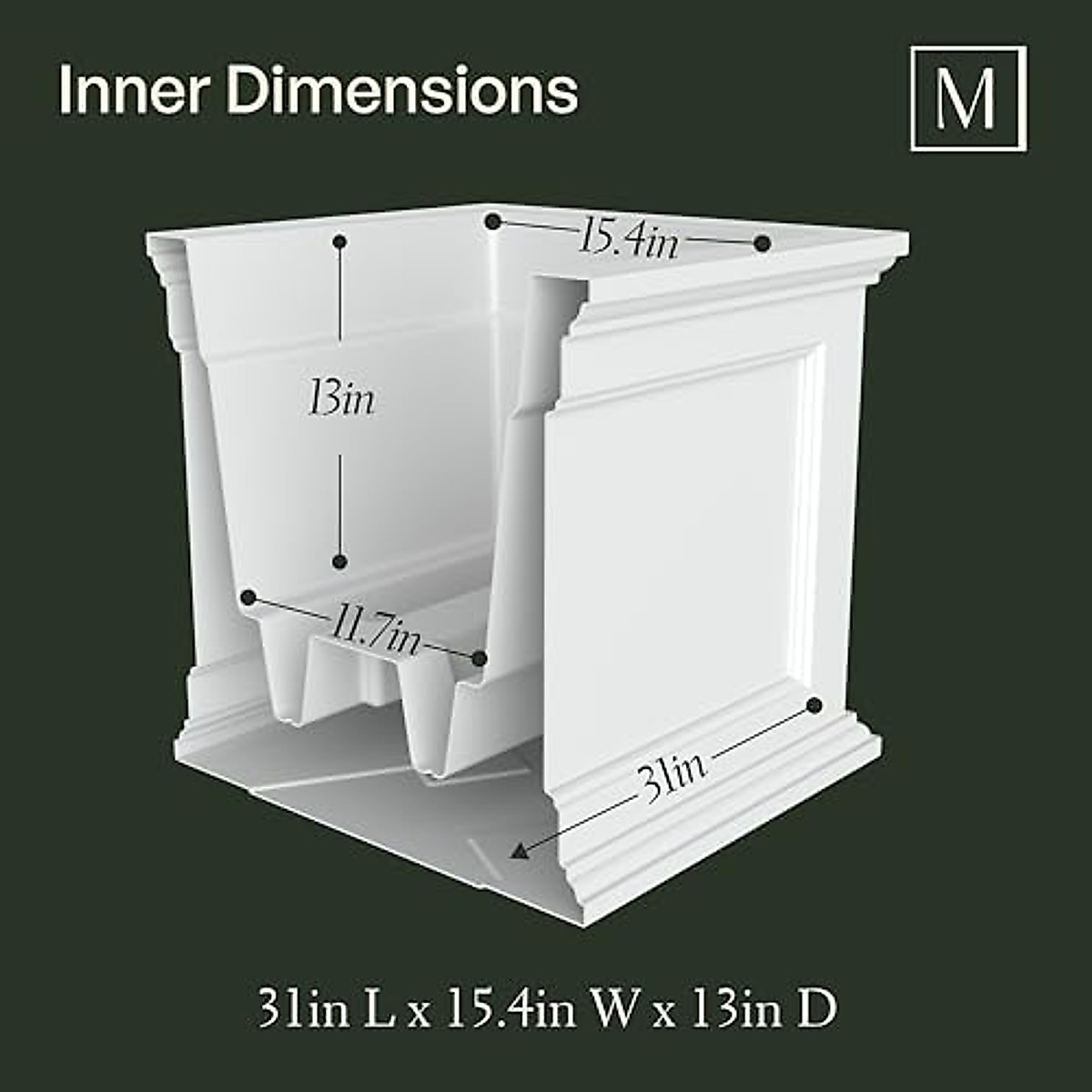 Mayne Fairfield 20in x 36in Rectangle Planter - Black - 36in L x 20in W x 20in H - with Built-In Water Reservoir (5826-B)