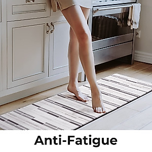 FRESHMINT Farmhouse Stripe Anti-Fatigue Kitchen Mat Set of 2, Cushioned Foam Kitchen Mats for Floor, Waterproof Non Slip Comfort Mat, Modern Kitchen Rug for Kitchen Decor, Sink, Laundry, Office