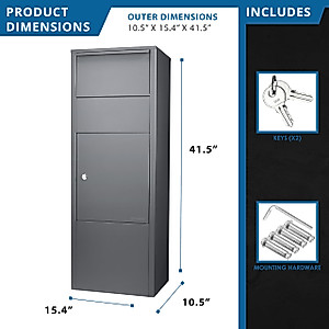 Barska Large Package Delivery Parcel Mail Steel Drop Box for Porch with Tamper-Resistant Drop Slot & Key Lock