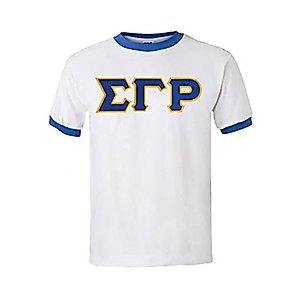 Sigma Gamma Rho Lettered Ringer Shirt X-Large White with Royal Blue