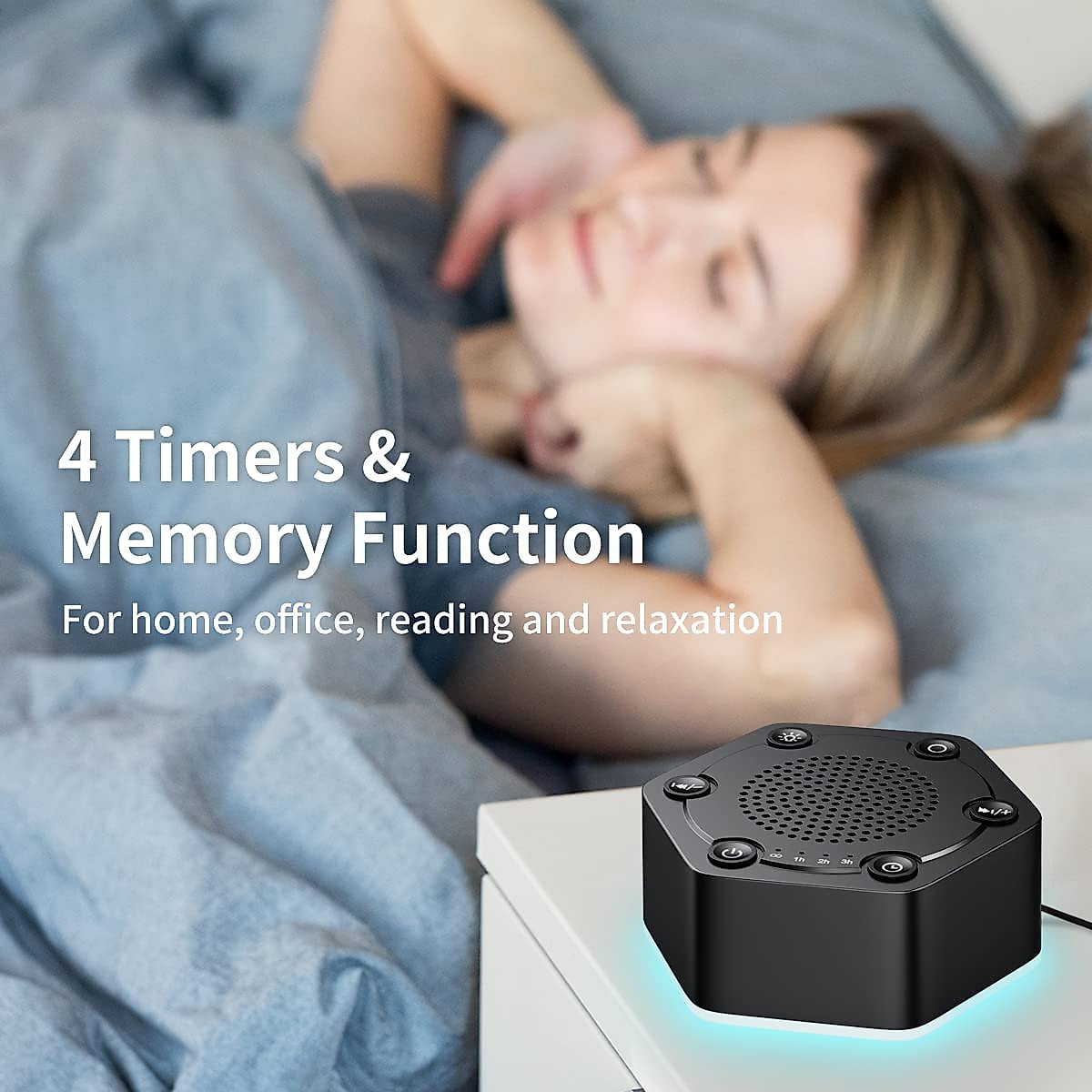 WowSleep High Fidelity White Noise Sound Machines with 30 Unique Non-Looping Soothing Sounds 12 Colors Night Light 4 Timers 10-Level Brightness 32-Level Volume and Memory Function