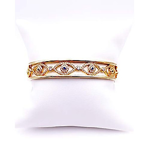 LESLIE BOULES 18K Gold Plated Evil Eye Cuff Bracelet for Women Fashion Jewelry