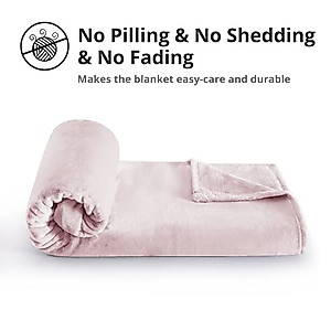 Amazon Brand - Pinzon Fleece Blanket Twin Blanket Navy Blue - 320GSM Soft Lightweight Plush Cozy Twin Blankets for Bed, Sofa, Couch, Travel, Camping, 60x80 inches, Light Pink