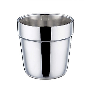 TeamFar Coffee Cup Espresso Cup Mug Set of 4, Double Wall Stainless Steel Tea Cups, Reusable & Stackable, Mirror Finish & Dishwasher Safe - 6 Ounce