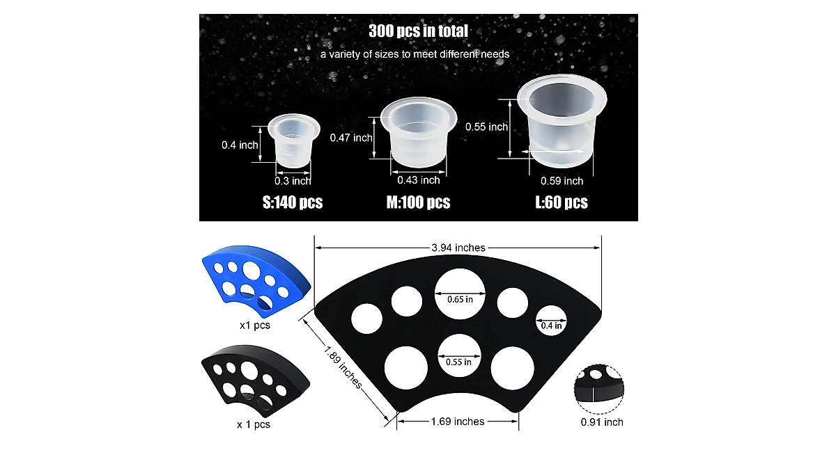 Yuronam Tattoo Ink Caps Kit - 302PCS with Ink Holders for Precise Tattoos