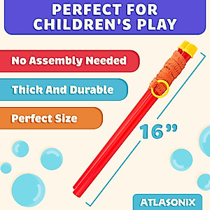 Atlasonix Giant Bubble Wand, Giant Bubble Maker, Big Bubble Wand, Large Bubble Wand, Bubble Sticks, Outdoor Toys for Kids, Bubble Kit, Wands & Bubble Mix for Making 2 Gallons of Bubble Solution