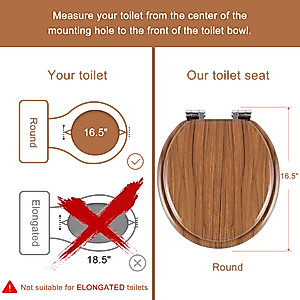 Round Toilet Seat Molded Wood Toilet Seat with Quietly Close and Quick Release Hinges, Easy to Install also Easy to Clean by Angol Shiold (Round, Natural)