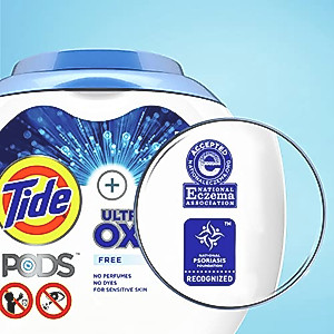 Tide PODS Ultra OXI Free Laundry Detergent Pacs, National Eczema Association and National Psoriasis Foundation Recommended, 57 count