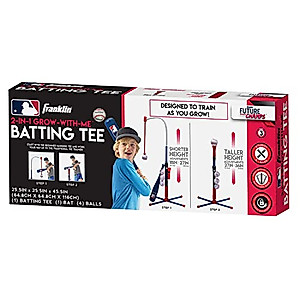Franklin Sports Kids Batting Tee - MLB 2-in-1 Grow-with-Me - Adjustable Youth Hitting Tee - Perfect for Teeball and Baseball, Multi