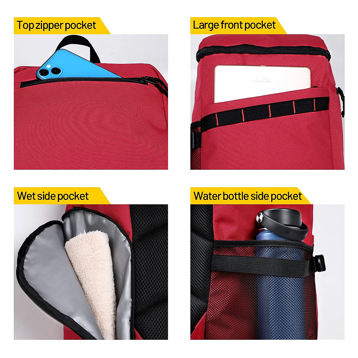 MIER Basketball Backpack Soccer Bag with Shoes/Ball Compartment, Large Sports Back Pack Equipment Bag for Men Women Athletes, 35L, Red