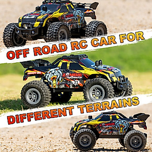 Remote Control Car for Boys & Girls, All Terrain & Off-Road Monster Truck with Flash LED,2 Rechargeable Batteries for 80 Mins Play,2.4GHz, Perfect Birthday
