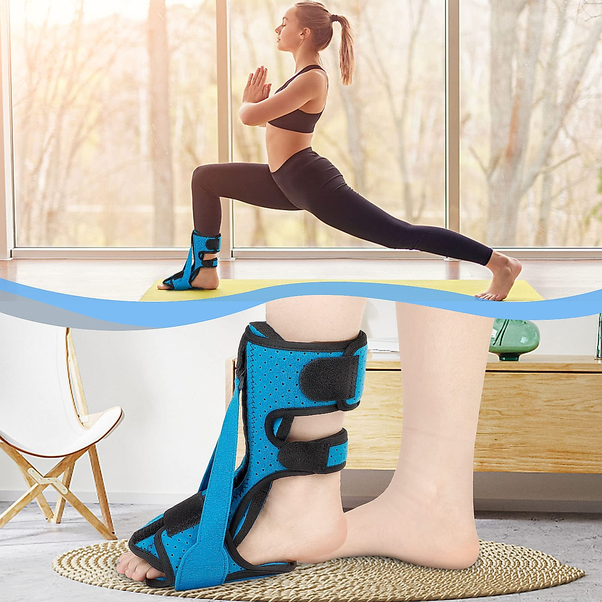 exhood Plantar Fasciitis Night Splint, Plantar Fasciitis Relief Brace, 2 Adjustable Straps Plantar Fasciitis Night Splint Relief Plantar Fasciitis, Foot Drop, Achilles Tendonitis, Day&Night