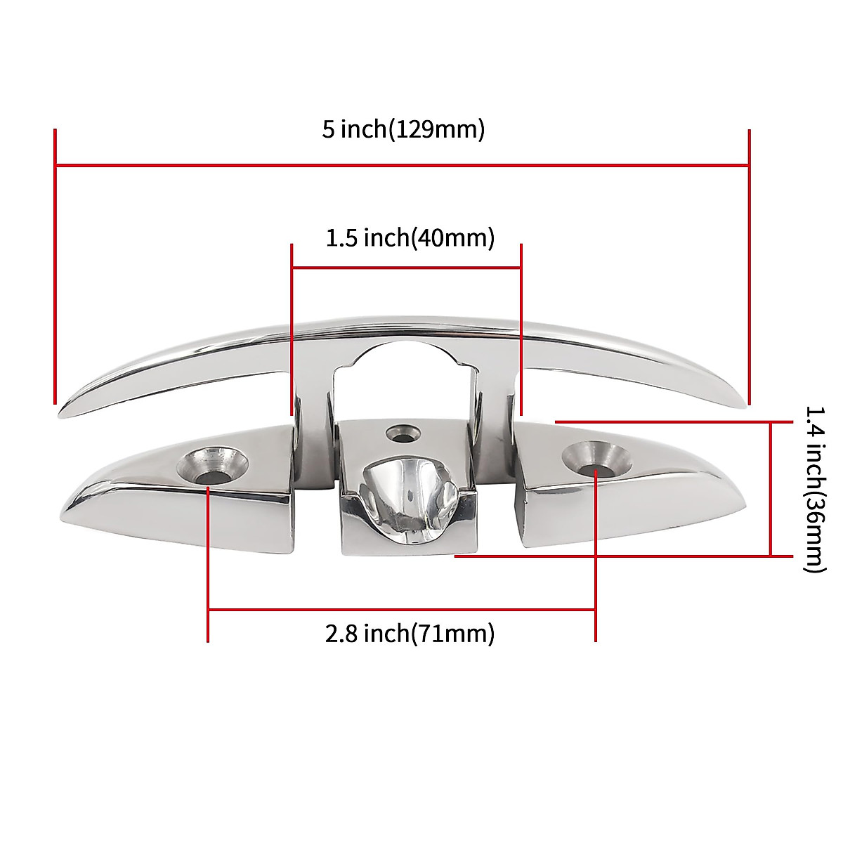 Laorde Boat Cleats 316 Stainless Steel Folding Dock Cleats 5 Inch Marine Grade Rope Cleat Flip Up Dock Cleat for Boat Kayak and Decoration with Fastener 2 Pack