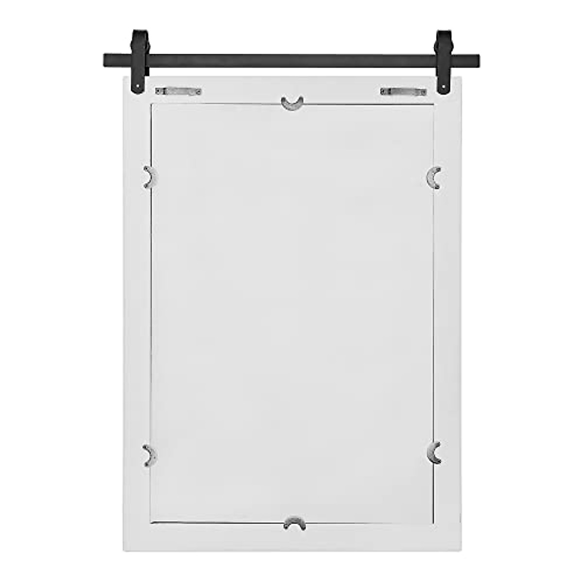 Clavie Farmhouse Wall Mirror Rustic Horizontal Wood Framed Bathroom Mirror, Barn Door Style Decorative Mirrors, 22"x30" White