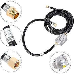 Lemfema 10 Feet Natural Gas Hose Conversion Kit for Grill, Low Pressure Natural Gas Grill Hose with 5" Outlet Pressure Regulator Valve and 1/2" Male NPT x 3/8" Female Flare