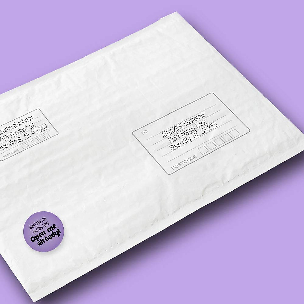 Open Me Already! Thank You Customer Appreciation Sticker Labels for Small Businesses, 60 1.5" Circle Stickers by AmandaCreation, Great for Envelopes, Postcards, Direct Mail, & More!